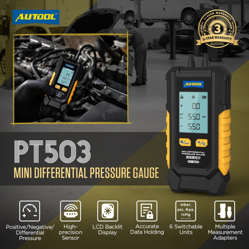 AUTOOL New Product Release | PT503 Mini Differential Pressure Gauge